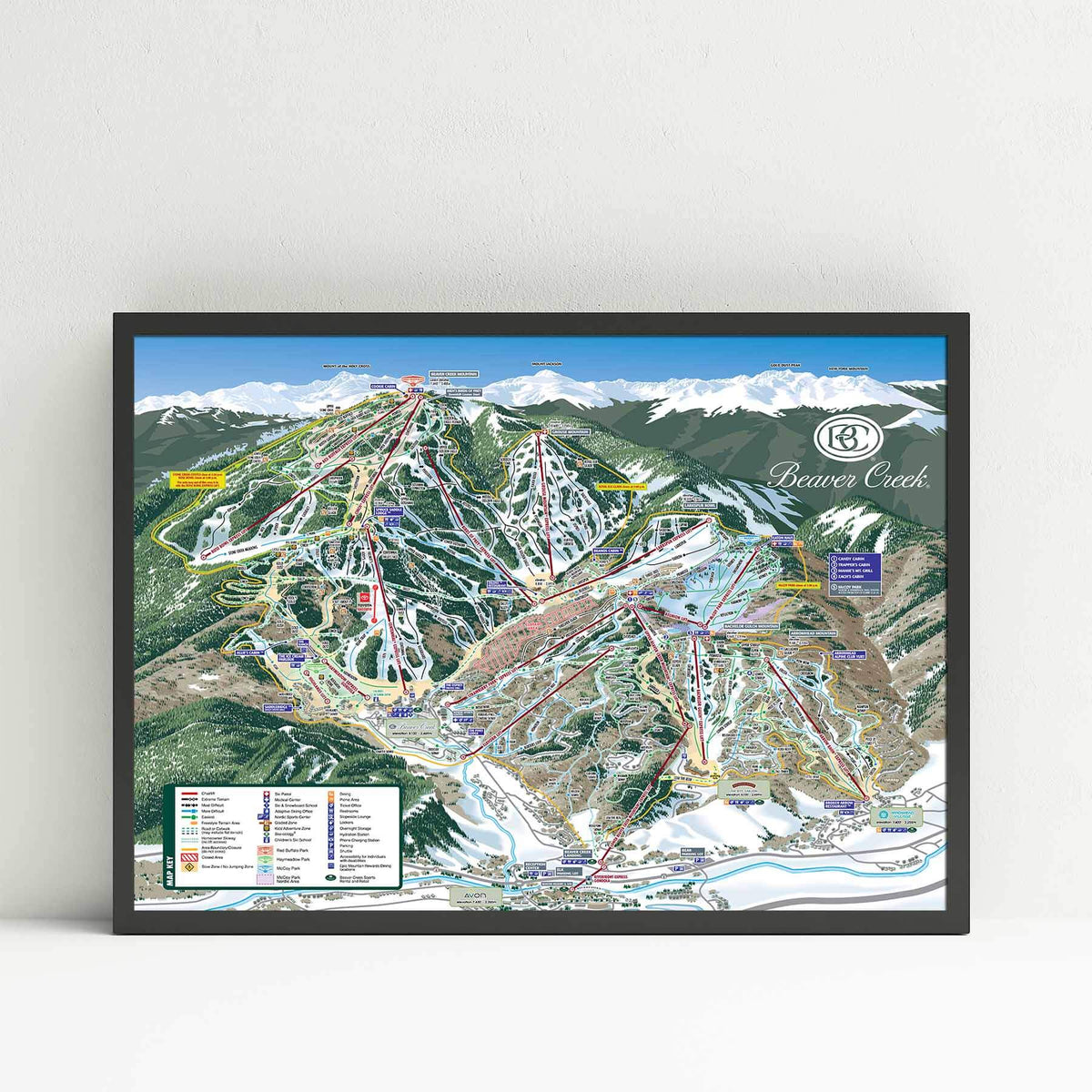 Beaver Creek Ski Resort | Trail Map Poster. Unframed, Framed, or Canvas ...
