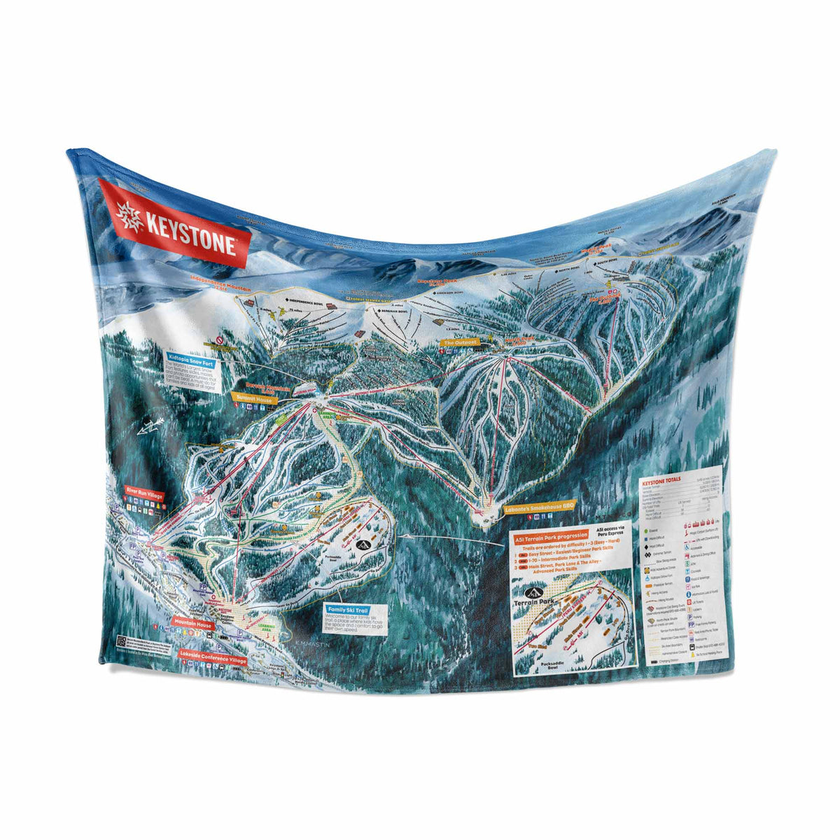 Keystone Blanket | Ski Resort Trail Map Fleece Throw Blanket – Mtns Co